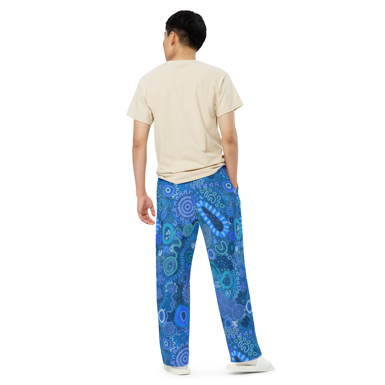 Aboriginal Print | Unisex Wide-leg Pants | Sapphire | Wayde Clarke ...